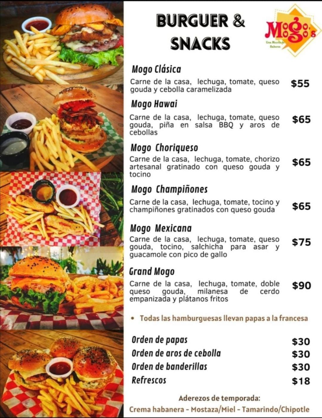 Carta del restaurante Mogo Mogo's Burger & Snaks, Campeche