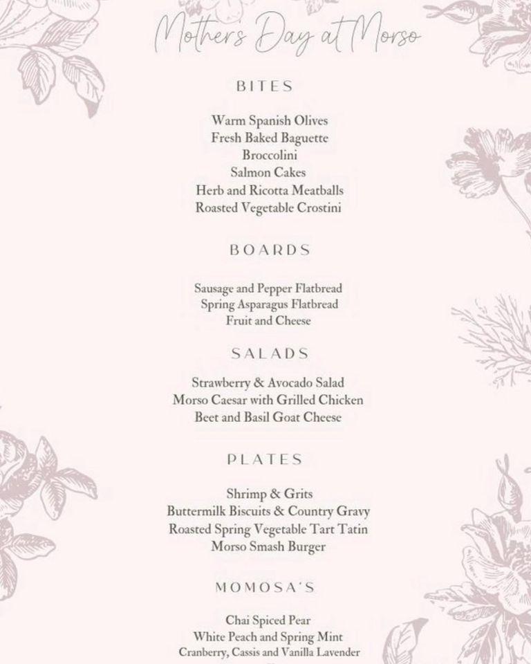 Menu at Morso Bistro, Morso Market and Morso Wine Market pub & bar, Gig ...
