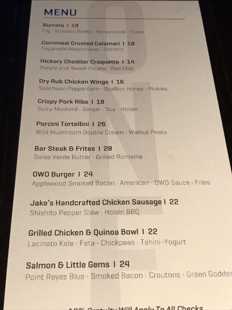 Menu at ONE Dine at One World Observatory restaurant, New York City