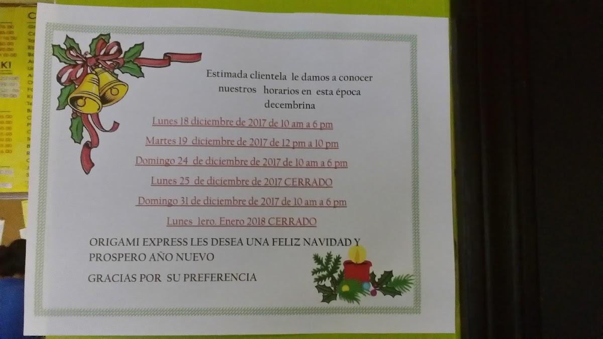 Menu at Origami Express restaurant, Mexicali, Calz Anáhuac 1464