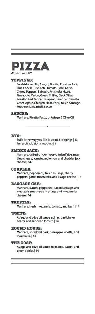 Menu at The Green Goat pizzeria, Roanoke