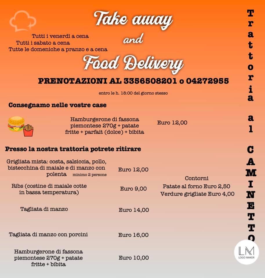 Menu da Trattoria Al Caminetto ristorante, Spilimbergo