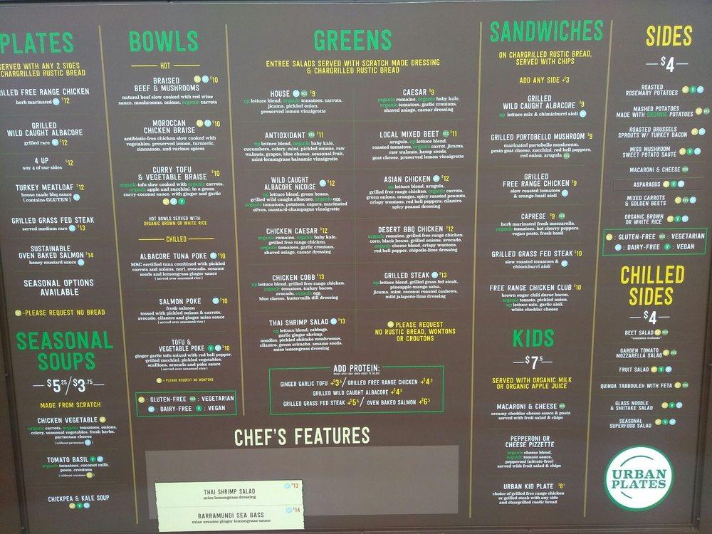 Menu at Urban Plates restaurant, Aliso Viejo, Aliso Creek Rd B