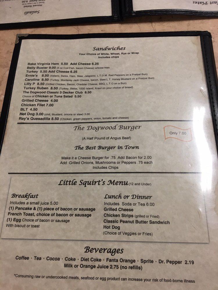 Menu at Dogwood Restaurant, Vinton