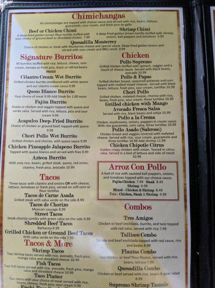 Menu at El Ranchito grill restaurant, Arkadelphia