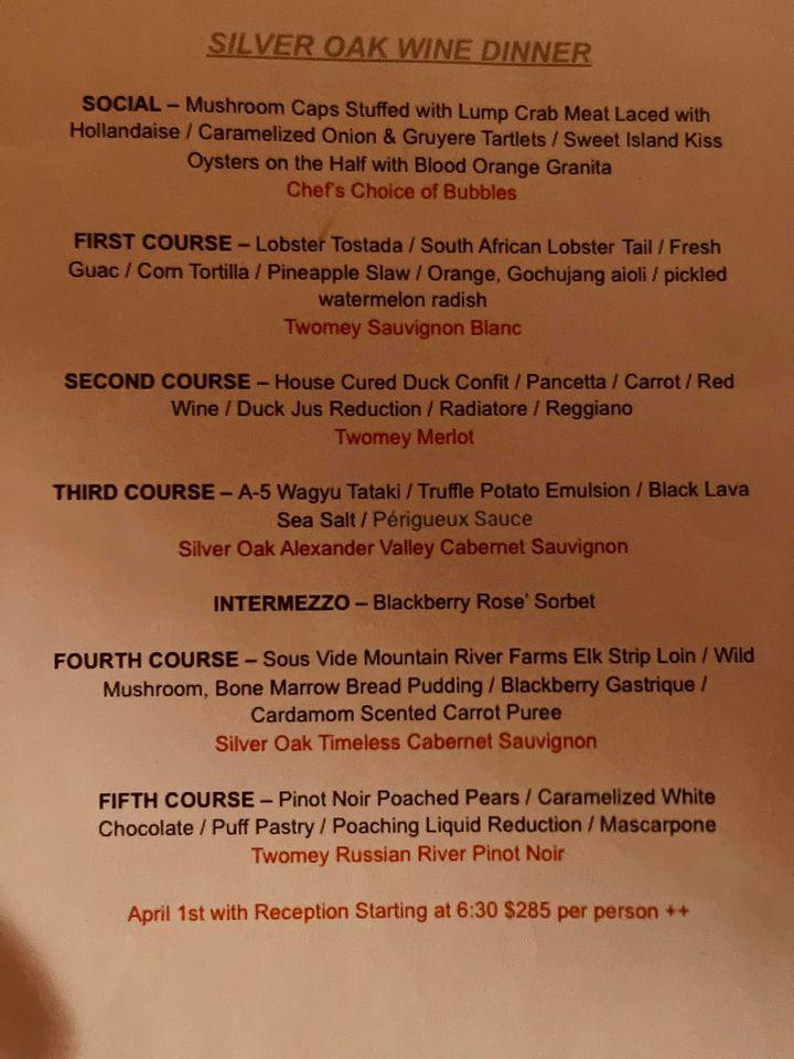 Menu at Fire & Smoke steakhouse, Myrtle Beach