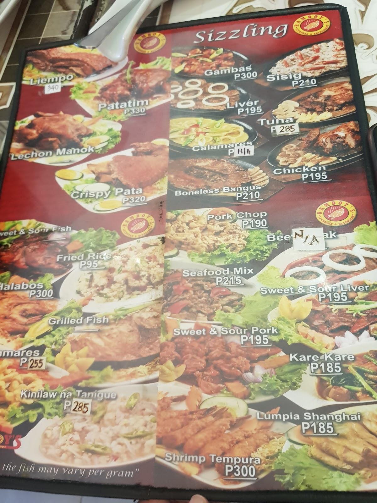 Menu at Ramboys BBQ, Malay