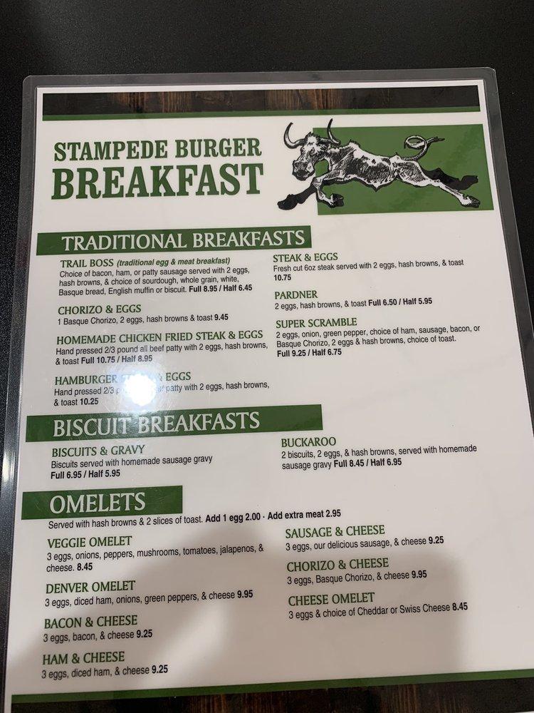 Menu at Stampede Burger restaurant, Gooding, 701 Main St
