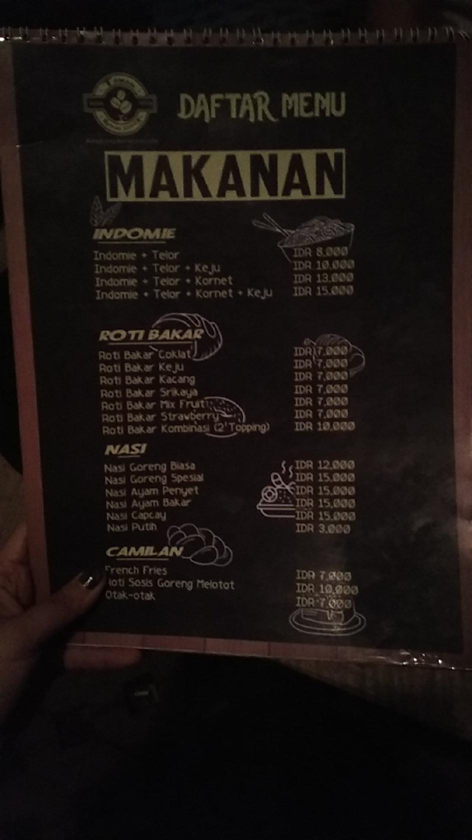 Menu at Taman Kawan Kawan Cafe, South Tangerang