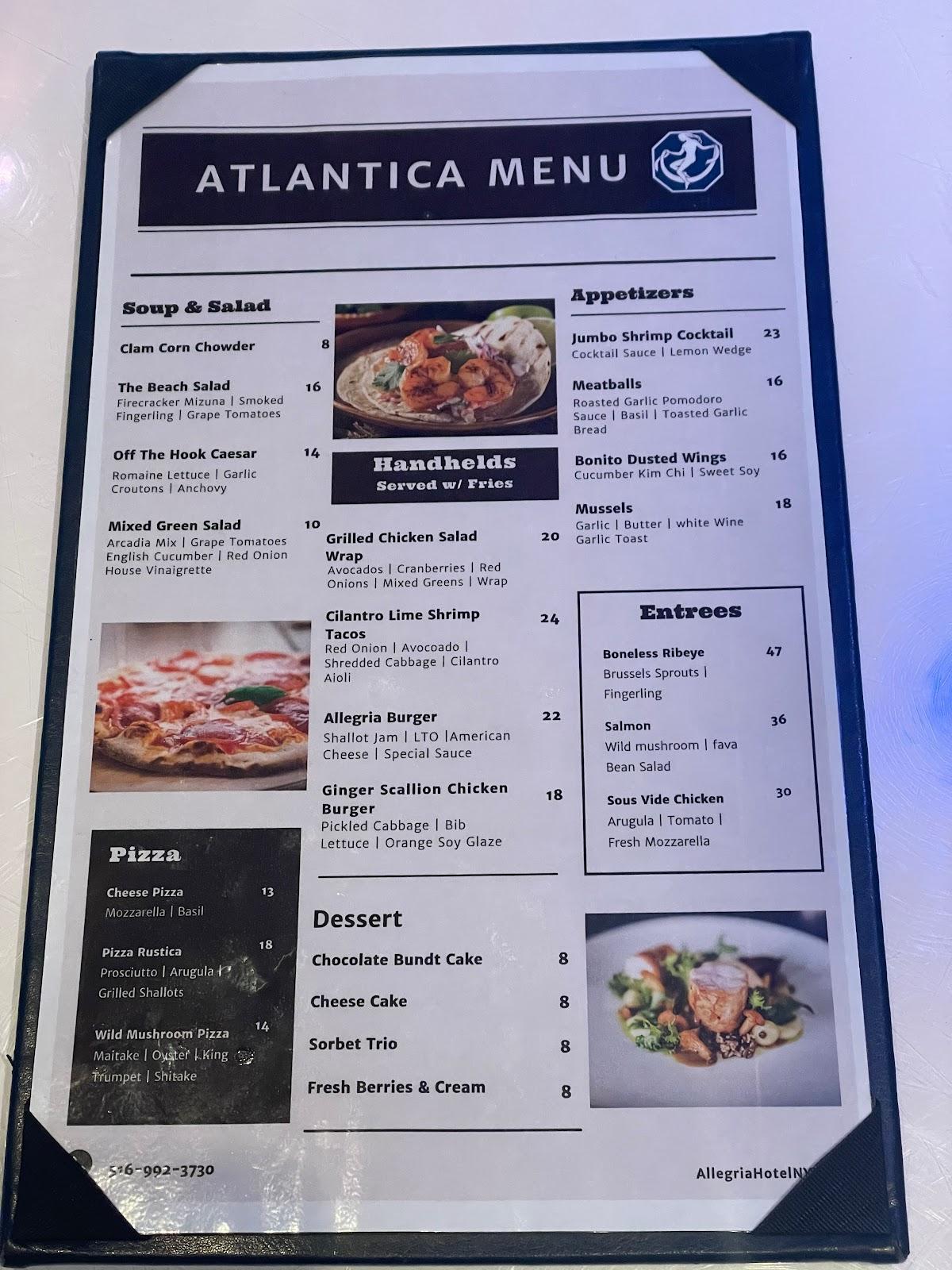 Menu at Atlantica Restaurant, Long Beach