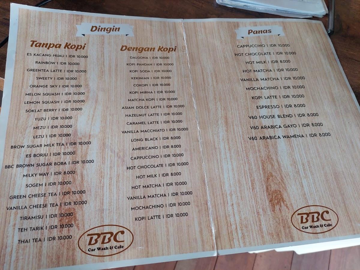 Menu at BBC Cafe, Indonesia, 2Q4G+3MX