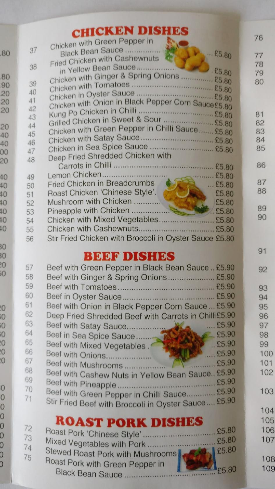 Menu at Blue Dragon fast food, Billingshurst