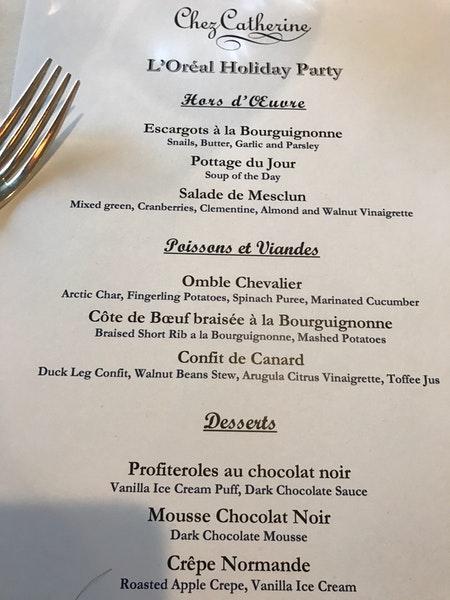 Menu at Chez Catherine pub & bar, Westfield