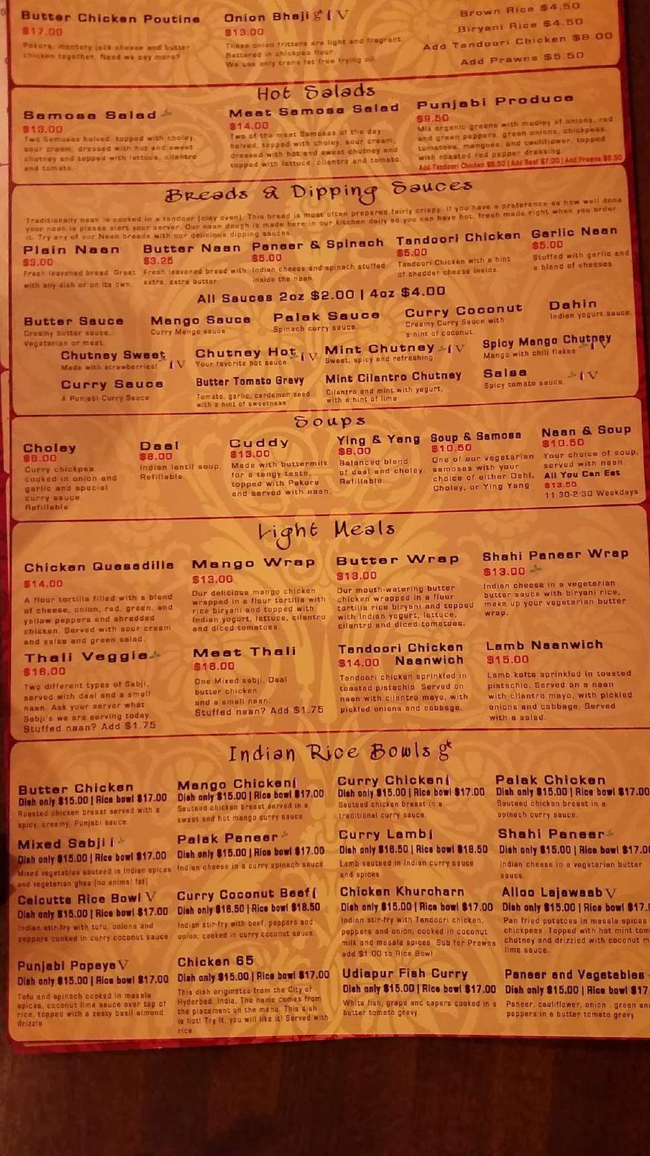 Menu at Northern Dhaba Hot House restaurant, Terrace