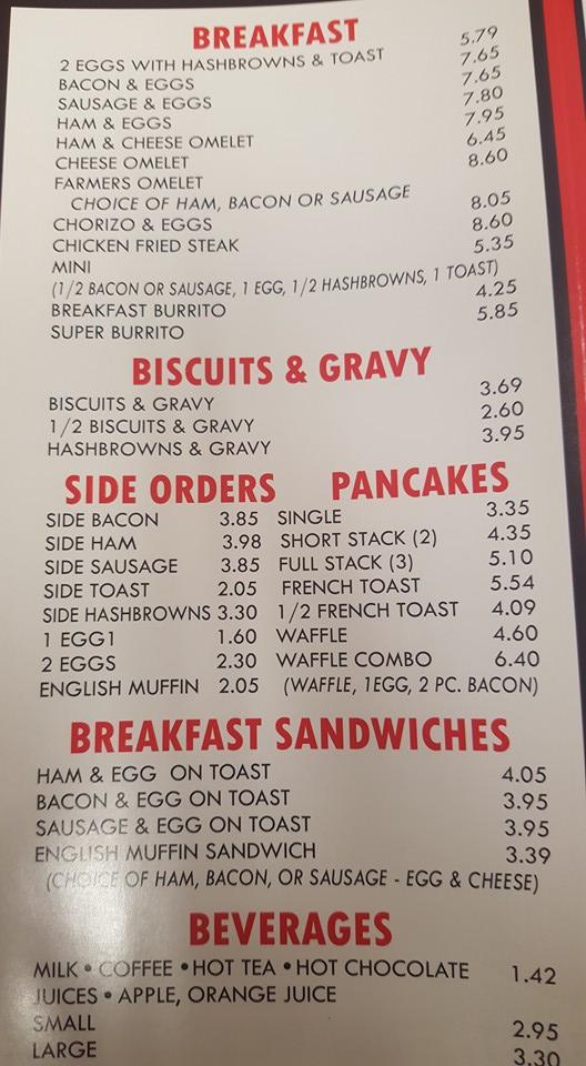 Menu at The Burger Den restaurant, Middleton