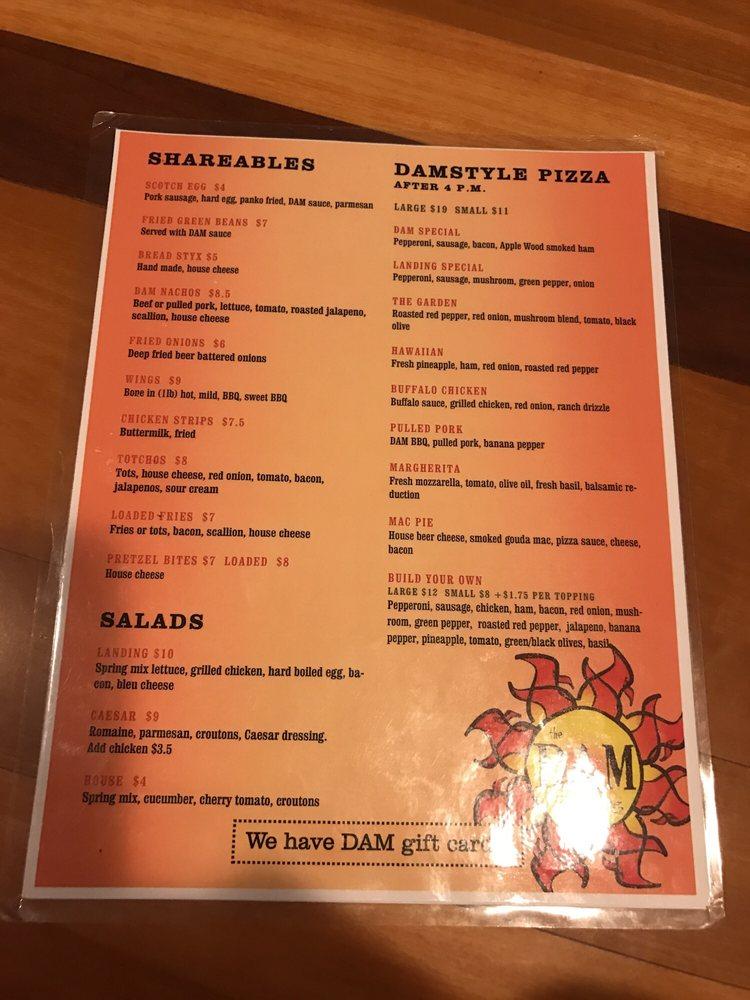 Menu at The Dam Landing pub & bar, Rochester, Ewing Rd