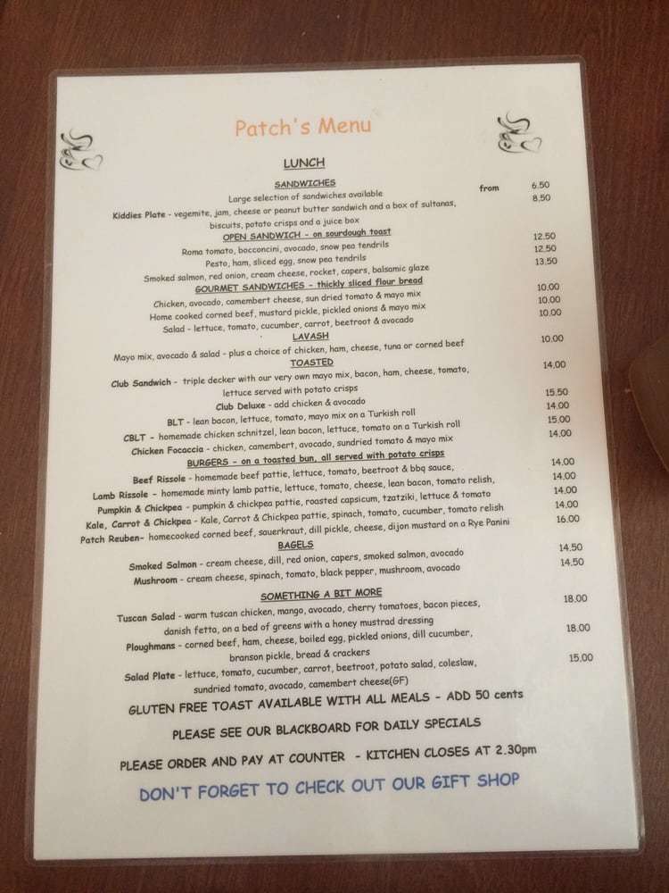 Menu at A Patch of Country restaurant, Mundaring