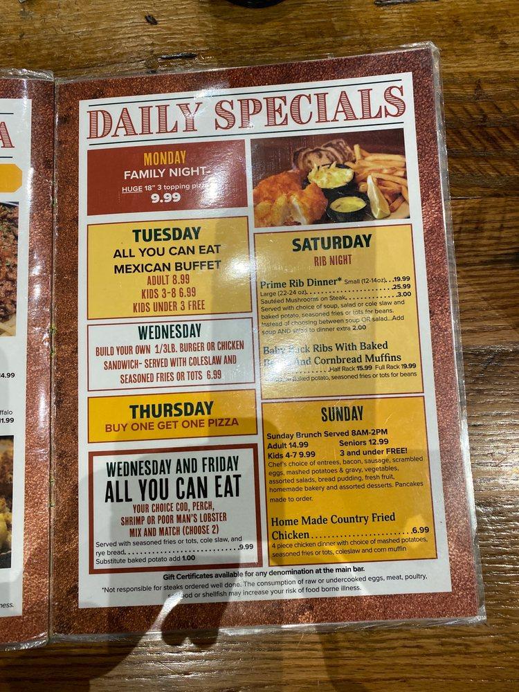 Menu at Mineshaft Oshkosh pub & bar, Oshkosh