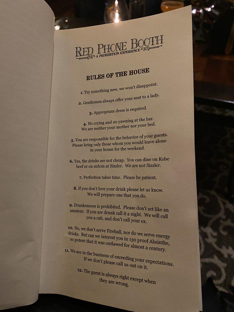Menu at Red Phone Booth - Buckhead pub & bar, Atlanta