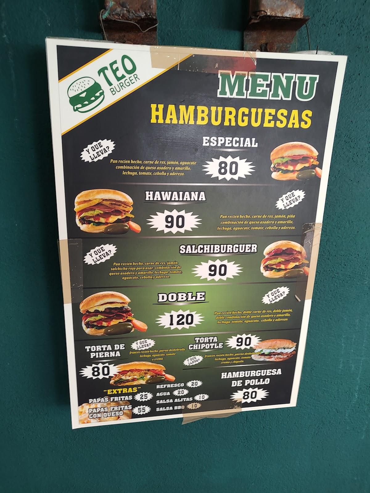 Carta del restaurante Teo Burger Sucursal Tecnológico, Monterrey