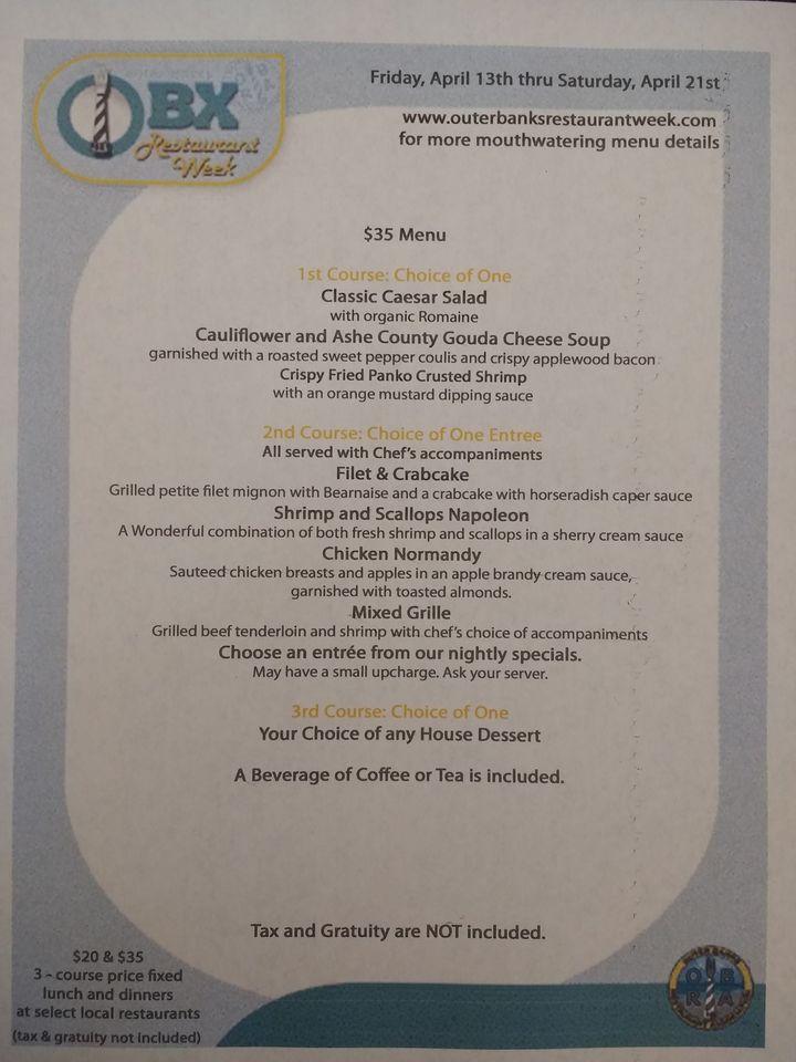 Menu at The Colington Cafe, Kill Devil Hills, Colington Rd