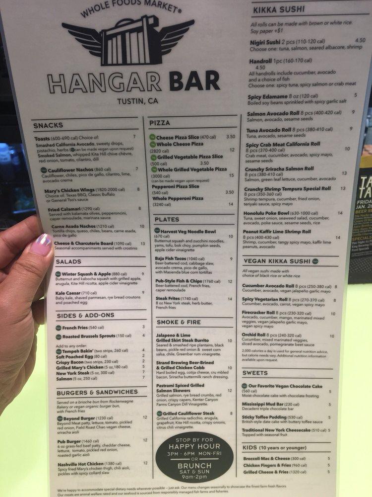 Menu at The Hangar Bar, Tustin