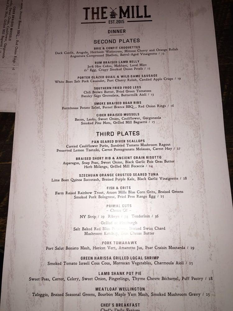 Menu at The Mill Restaurant, Saint Petersburg, 200 Central Ave UNIT 100