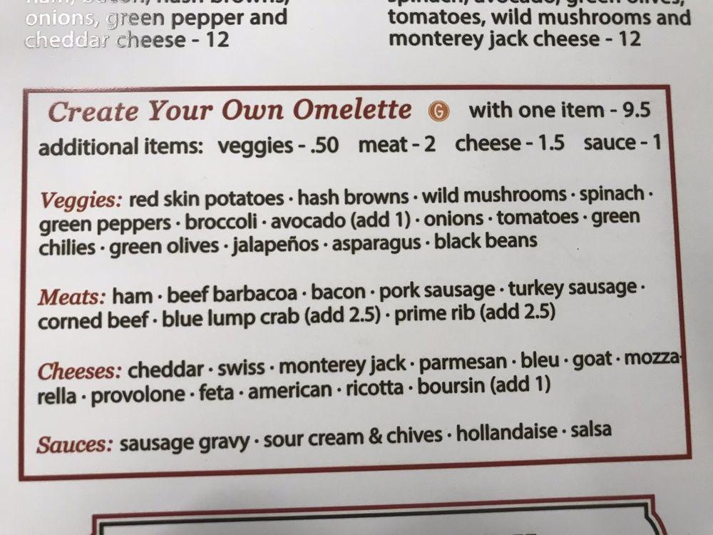 Menu at The Omelette Shoppe restaurant, Traverse City, 124 Cass St