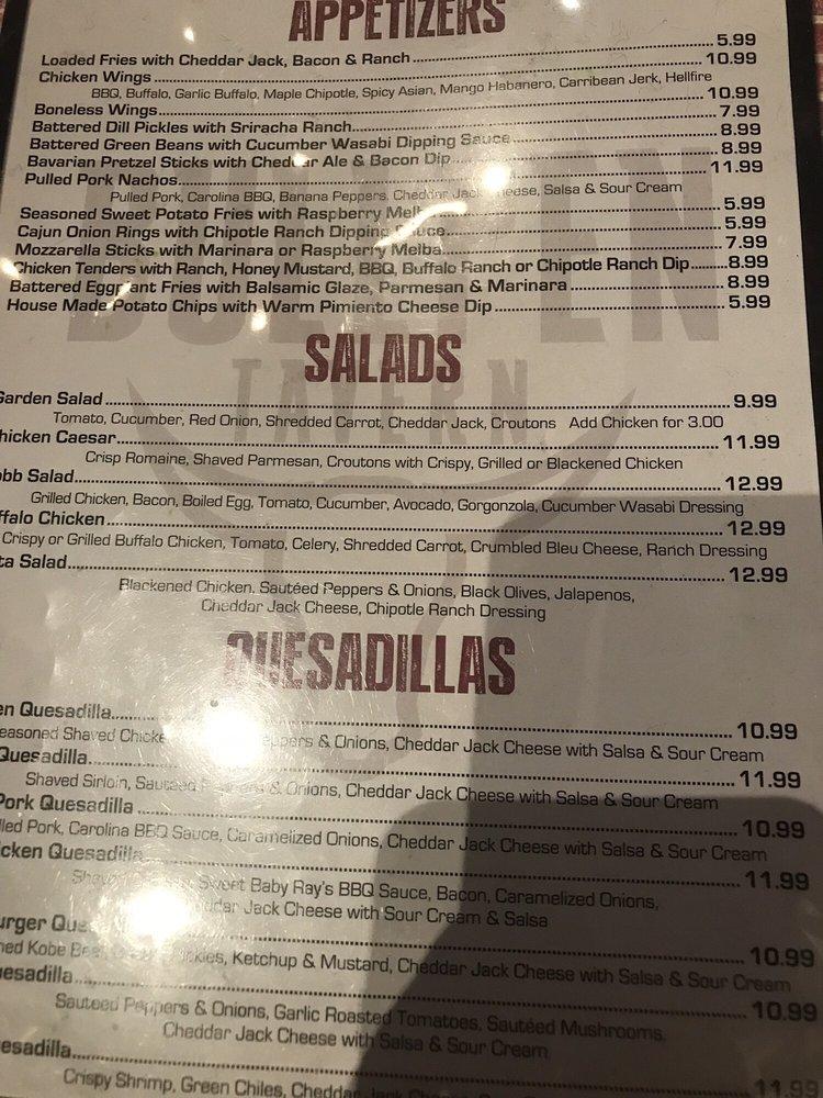 Menu at Bullpen Tavern pub & bar, Glens Falls