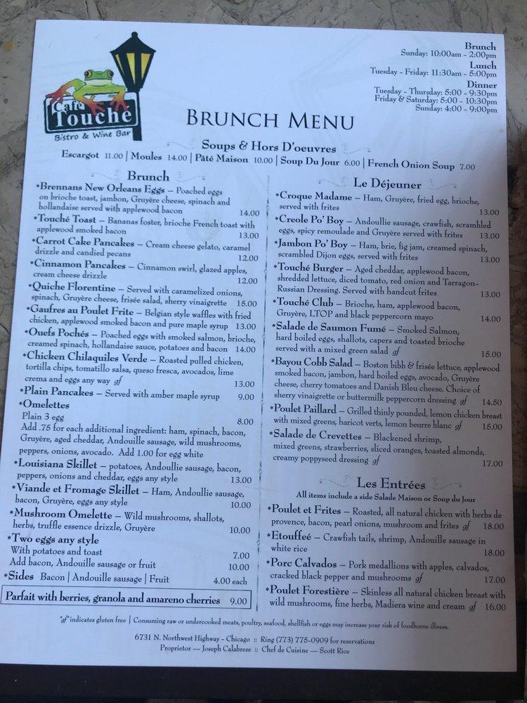 Carta de Café Touché, Chicago