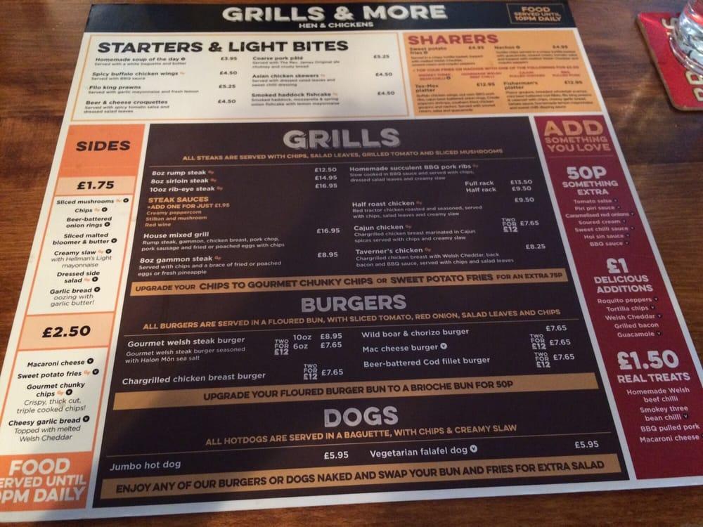 Menu at Hen & Chicken pub & bar, Abergavenny