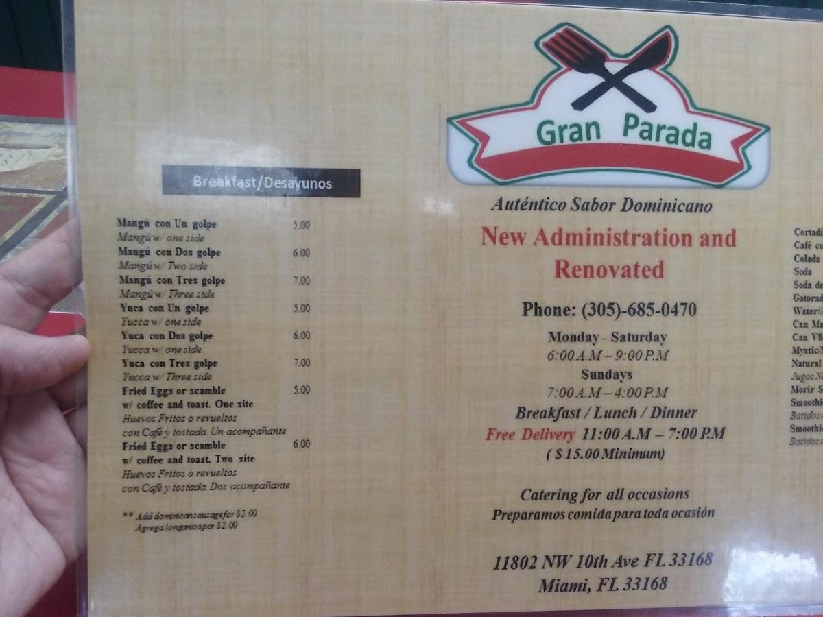 Carta de La Primera Parada Restaurant, Miami