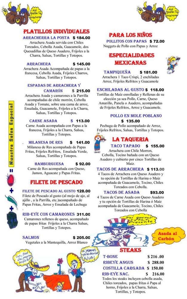 Menu at Los Tacos Grill steakhouse, Ciudad Acuña, Calle V. Guerrero 1490