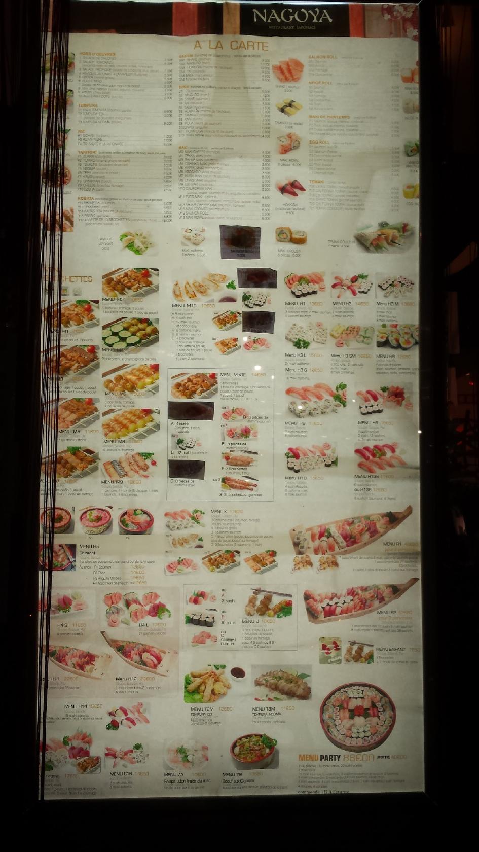 Menu au Nagoya restaurant, Houilles, 5 Pl. de la Gare