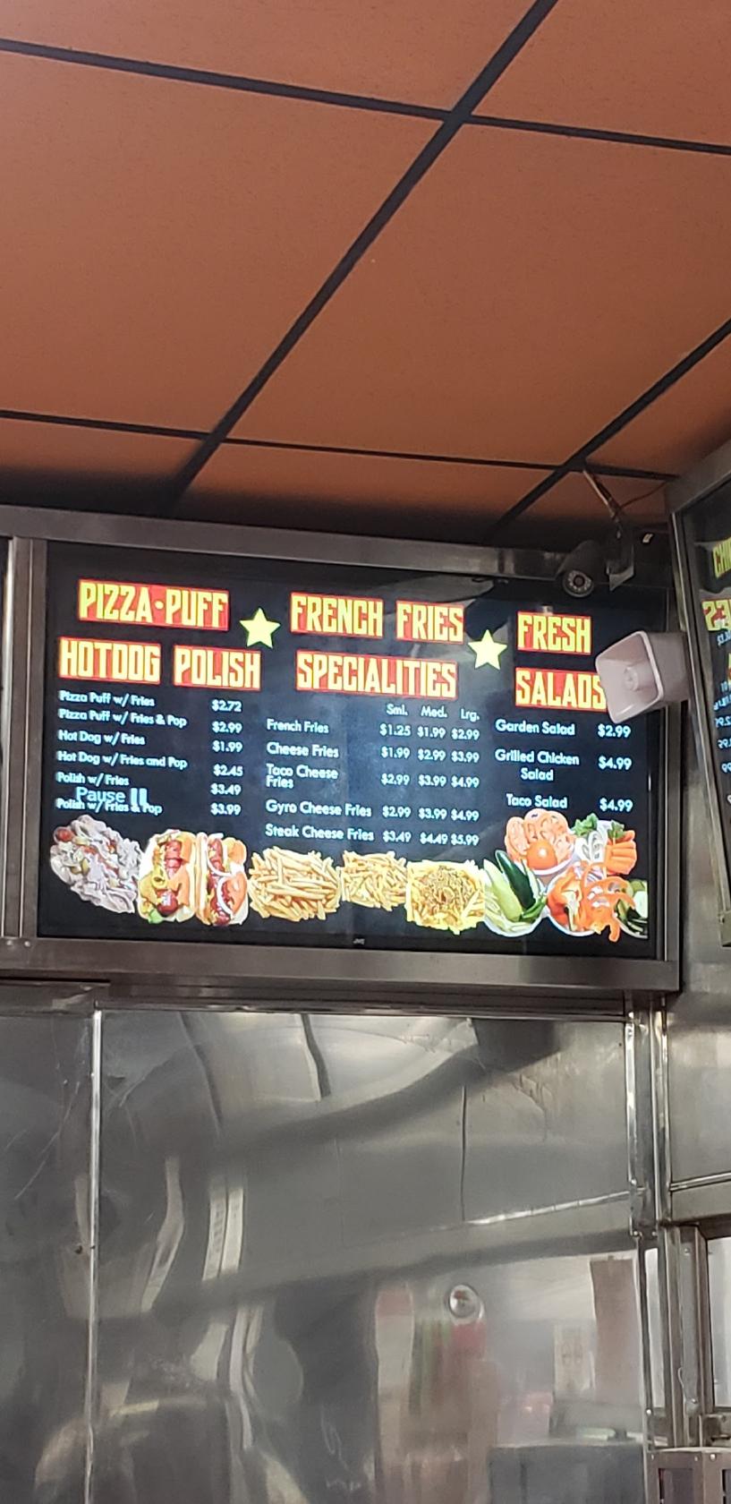 Menu at Star Gyros fast food, Chicago, Roosevelt Rd