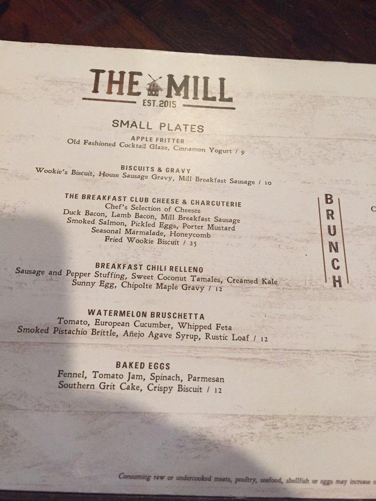 Menu at The Mill Restaurant, Saint Petersburg, 200 Central Ave UNIT 100