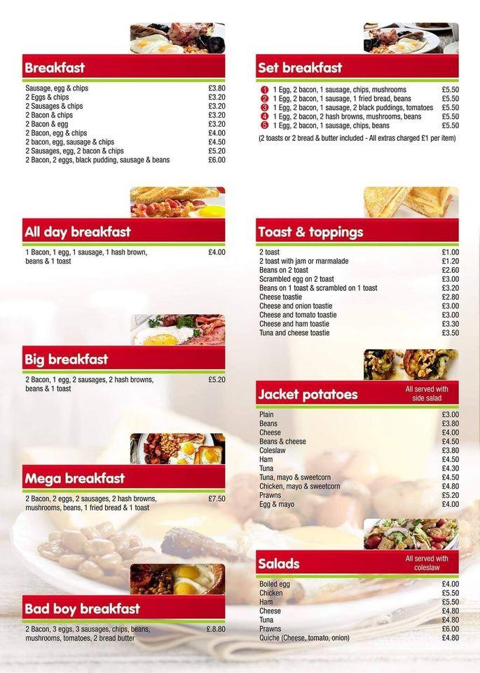 Menu at Cafe 63, Great Yarmouth
