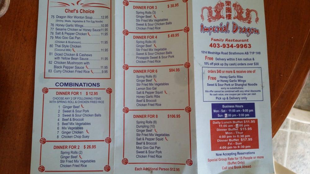Menu at Imperial Dragon Family Restaurant, Strathmore