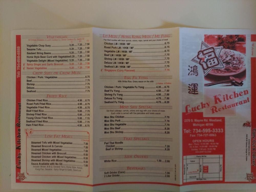 Menu at Lucky Kitchen Chinese Restaurant, Westland, S Wayne Rd