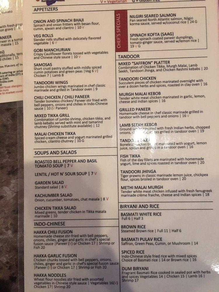 Saffron Flavors Of India Menu at Scott Pratt blog