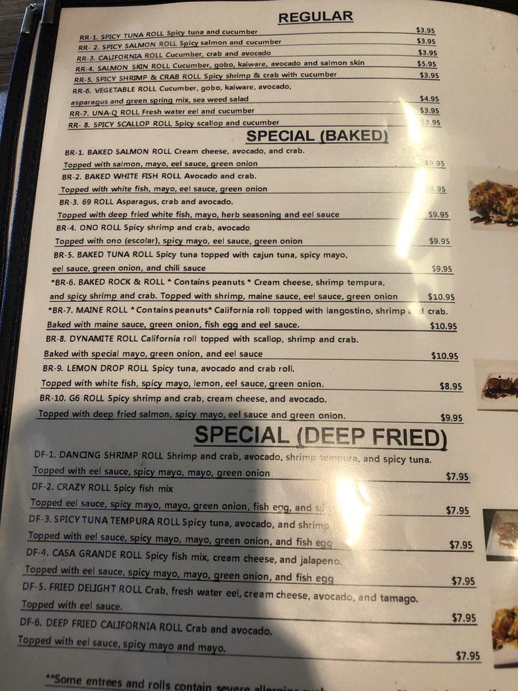Menu at Sho-Ga Japanese Restaurant, Casa Grande, E Florence Blvd