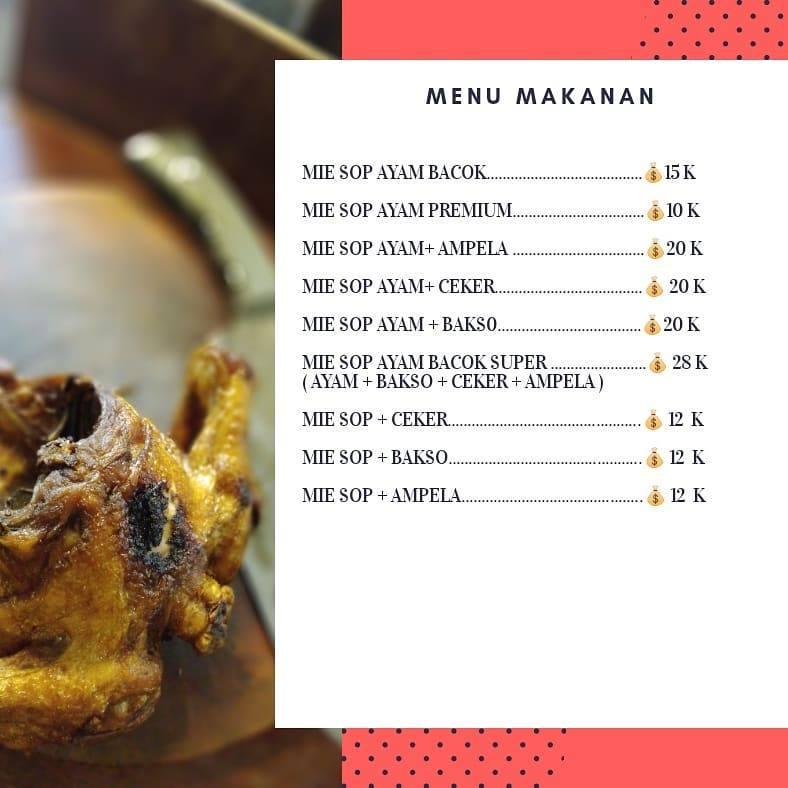 Carta del restaurante Mie Sop Ayam Bacok Pak Rahman, Eka Rasmi, Medan