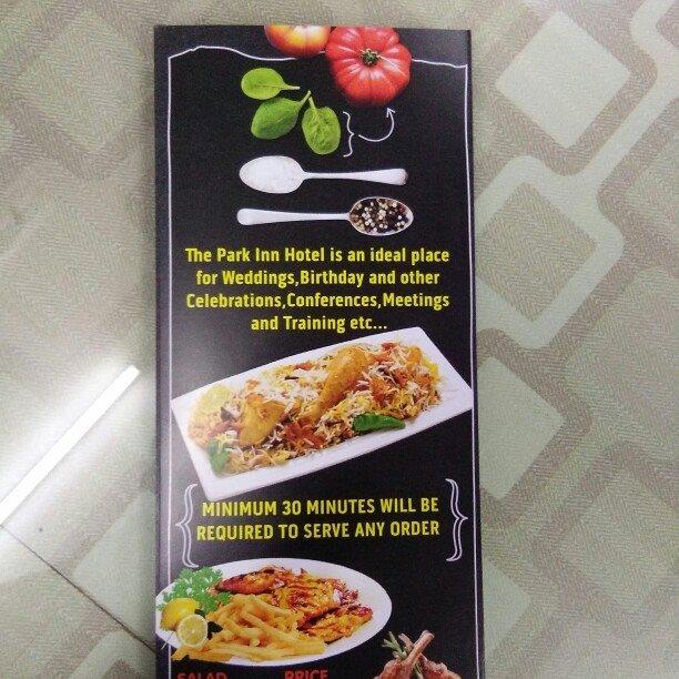 Menu at The PARK INN Digbol, Digboi