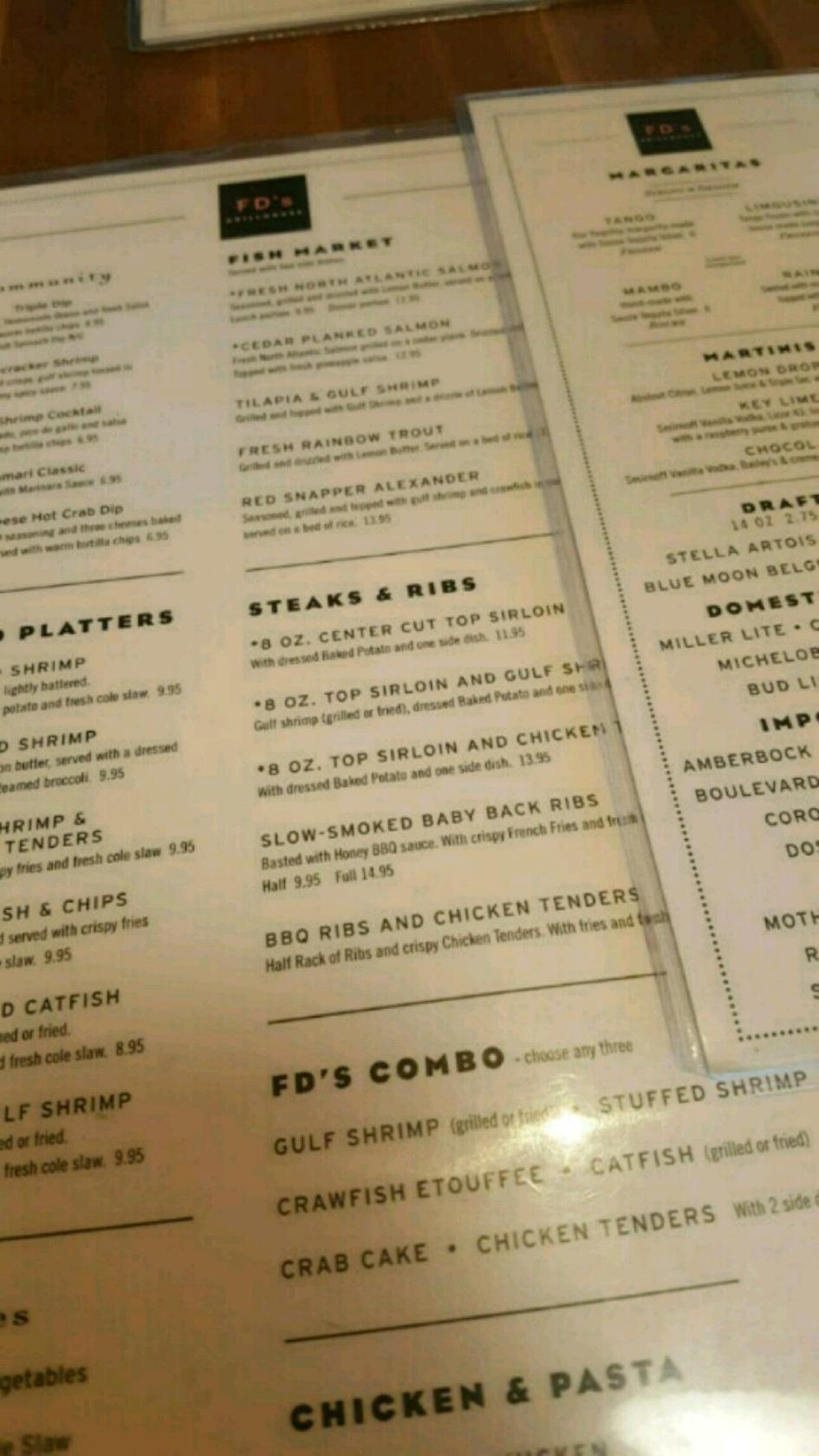 Menu at FD's Grillhouse pub & bar, Springfield
