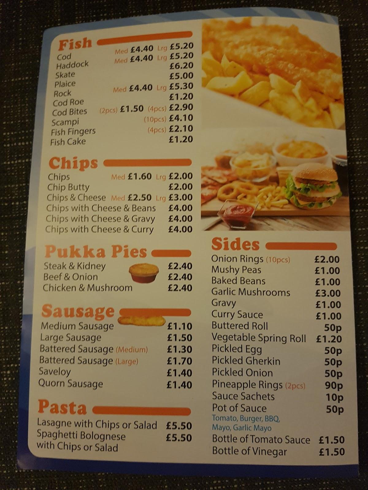 Menu at Family Fish Plaice restaurant, Lowestoft