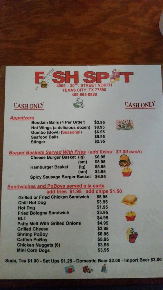 Menu at The Fish Spot restaurant, Texas City
