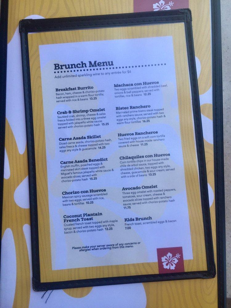 Menu at Miguel's Cocina 4S Ranch restaurant, San Diego, Craftsman Way