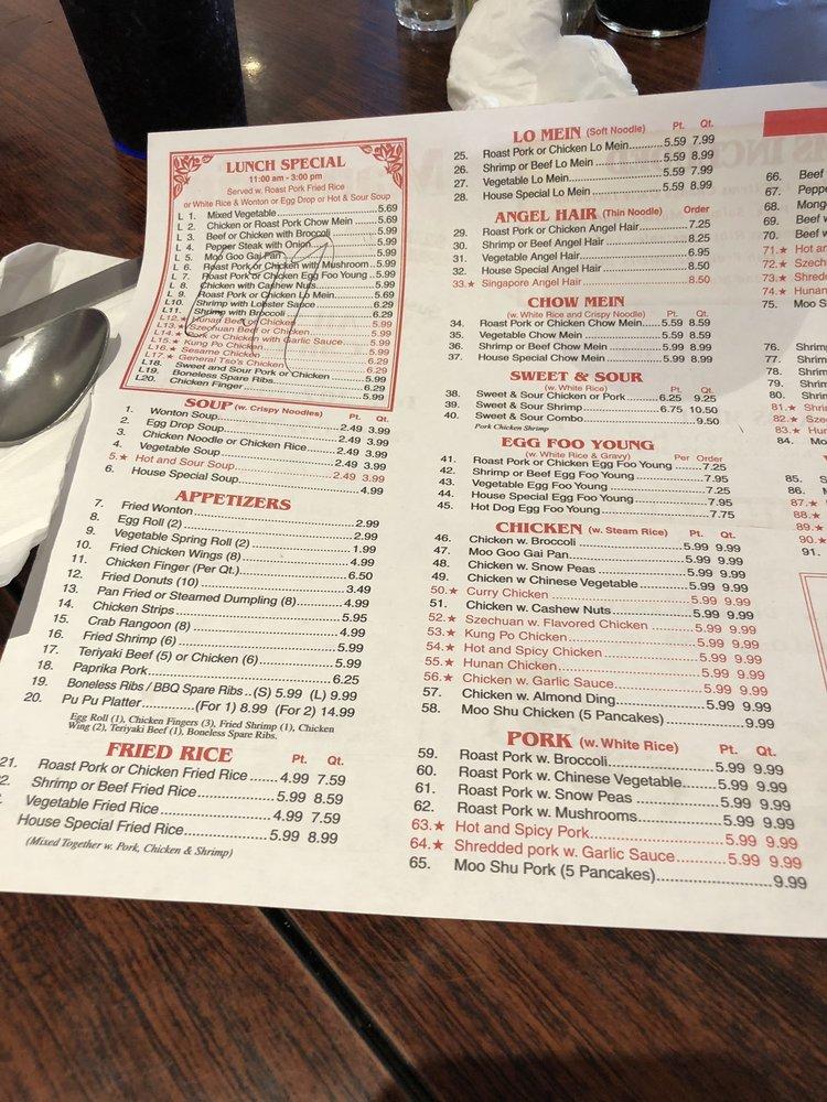 Menu at New Lewiston Mandarin restaurant, Lewiston