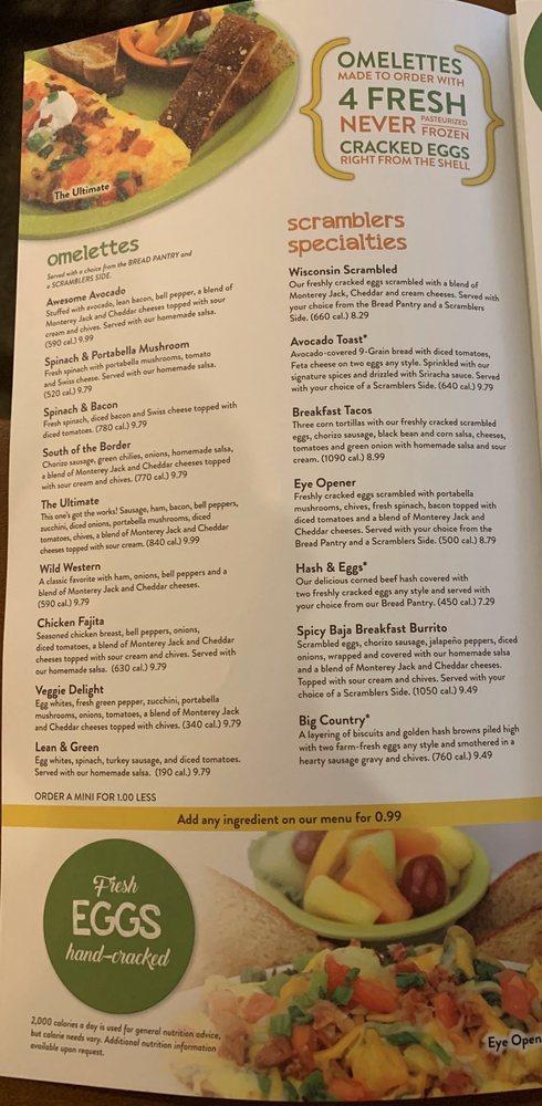 Carta del restaurante Scramblers, Findlay