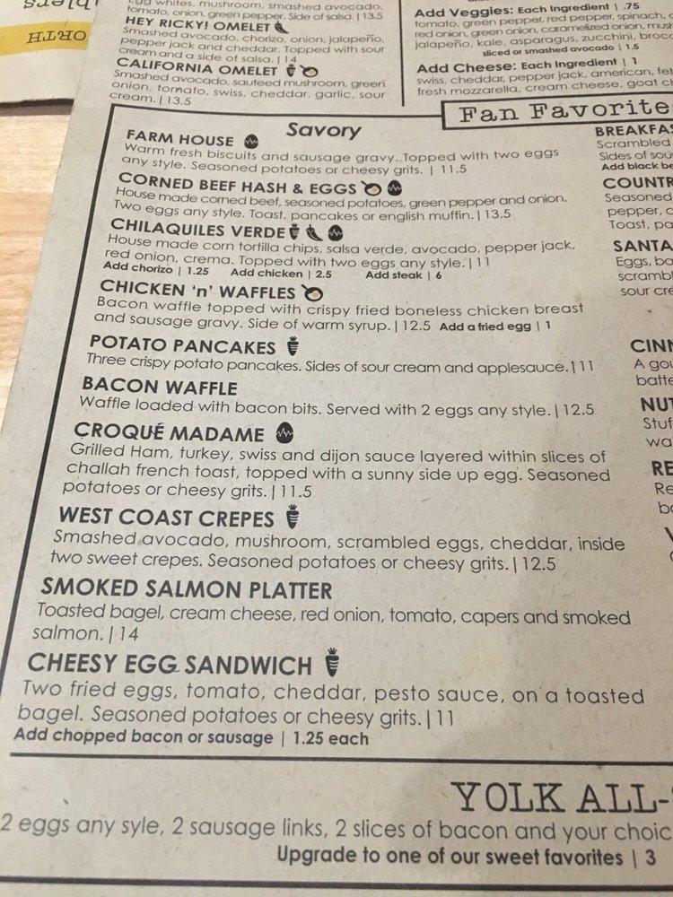 Menu at Yolk - Sundance Square restaurant, Fort Worth